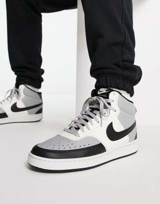 Nike Court Vision Mid Next sneakers in white and gray | ASOS