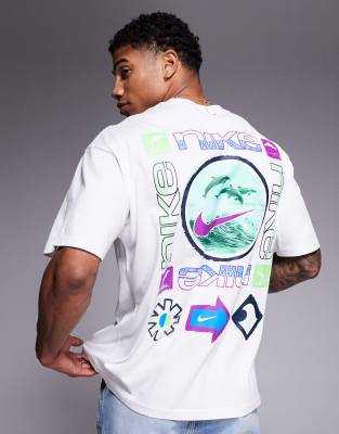 Nike Dolphin backprint T-shirt in white | ASOS