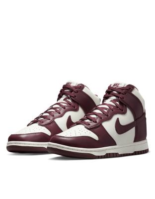 Nike Dunk Hi sneakers in burgundy and white | ASOS