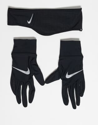 Nike Essential headband and glove set in black | ASOS