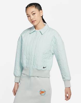 Nike Essentials quilted woven jacket in gray haze | ASOS
