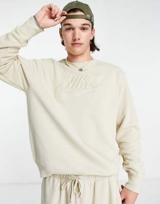 Nike french terry sweatshirt in beige | ASOS