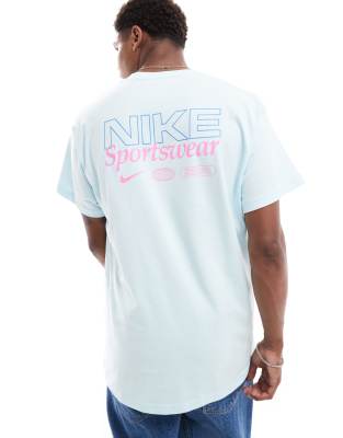 Nike graphic back print t-shirt in light blue | ASOS