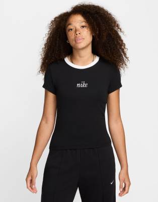 Nike logo cropped T-shirt in black | ASOS