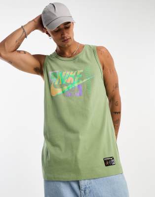 Nike logo detail tank in green | ASOS