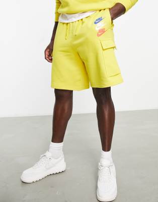 Nike multi logo shorts in vivid sulfur | ASOS