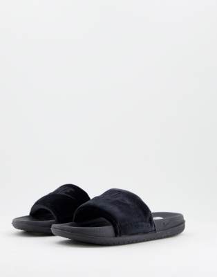 Nike Offcourt sliders in black velour | ASOS