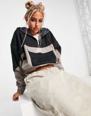 Nike oversized mesh half-zip hooded jacket in black | ASOS