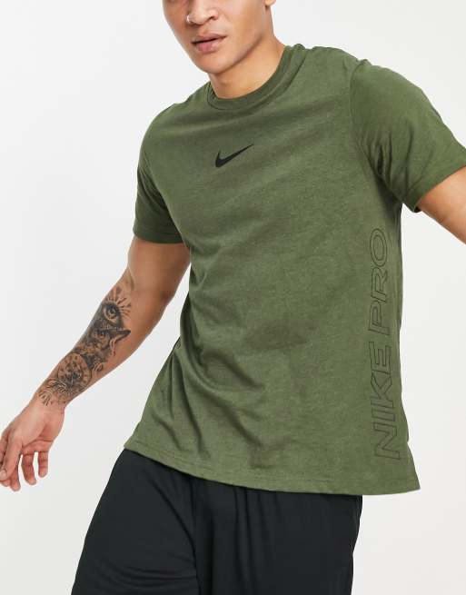 Nike Pro Collection – Pro Collection Burnout – T-Shirt in Khaki | ASOS