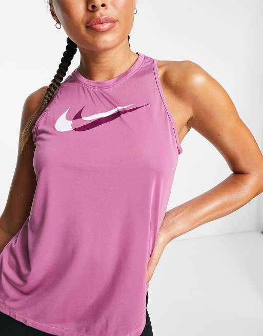Nike Running - Débardeur avec logo virgule en tissu Dri-FIT - Rose | ASOS