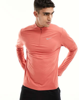 Nike Running Element Dri-FIT 1/4 zip in red | ASOS