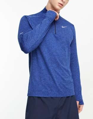 Nike Running Element Dri-FIT half zip top in navy | ASOS