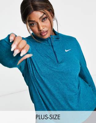 Nike Running Element Plus Dri-FIT halz zip top in teal blue | ASOS