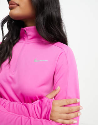 Nike Running Pacer Dri-Fit half-zip in pink | ASOS
