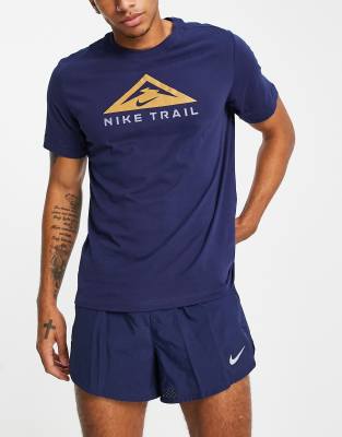 Nike Running Trail t-shirt in blue | ASOS