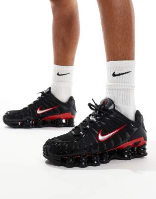 Nike Shox TL unisex trainers in black and red | ASOS