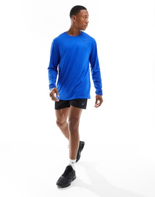 Nike Training Dri-FIT chest swoosh long sleeve in blue | ASOS
