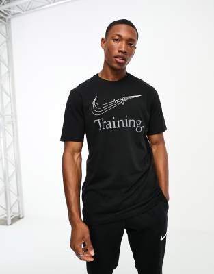 Nike Training Dri-FIT swoosh graphic t-shirt in black | ASOS