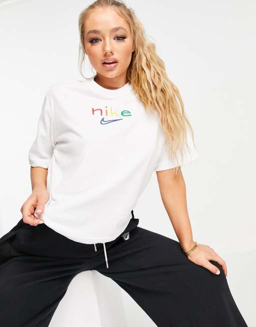 Nike Training One rainbow dry t-shirt in white | ASOS