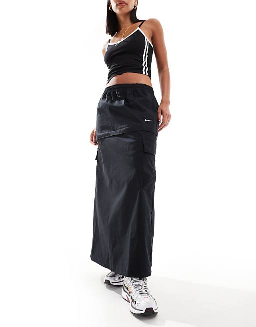 Nike Woven 2 n 1 maxi and mini skirt with zip detail in Nike Woven 2 n 1 maxi and mini skirt with zip detail in