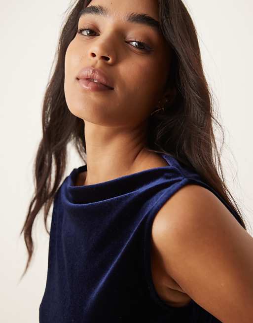 Nobody's Child Camile velvet midi dress in ink blue | ASOS Nobody's Child Camile velvet midi dress in ink blue | ASOS