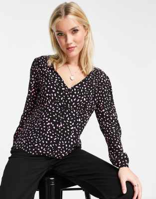 Nobody's Child Jilly Top In Black Mini Dot Print | ModeSens