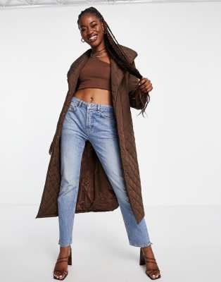 Nobody's Child oversized wrap quilted coat in with belt | ASOS