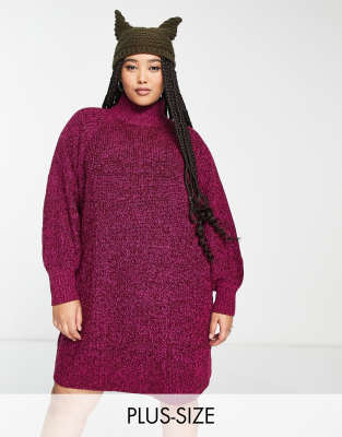 Noisy May Curve - Exclusivité - Robe pull courte en maille à col montant - Violet | ASOS