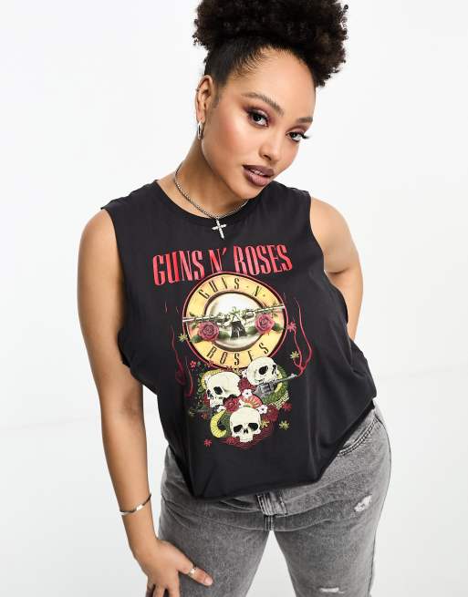 Noisy May Curve Guns & Roses tank top in black | ASOS