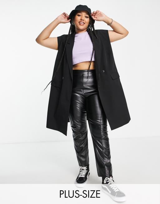 Noisy May Curve Lang Geschnittener Blazer Ohne Ärmel In Schwarz Asos