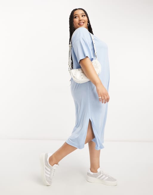 Noisy May Curve - Robe t-shirt mi-longue - Bleu | ASOS