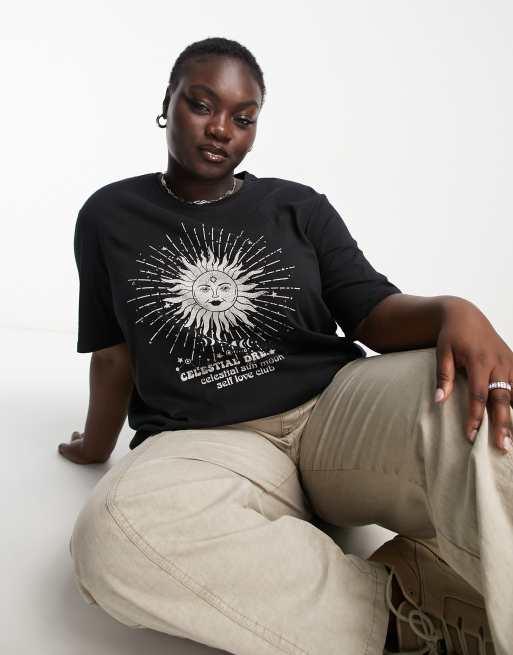 Noisy May Curve - T-shirt à motif soleil - Noir | ASOS