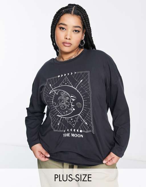 Noisy May Curve - T-shirt oversize à motif lune - Noir | ASOS