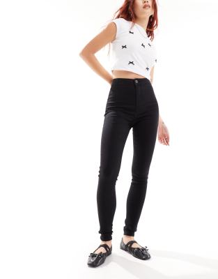 Noisy May Ella super high waisted skinny jeans in black | ASOS