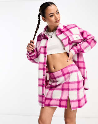 Noisy May longline shacket co-ord in pink check | ASOS