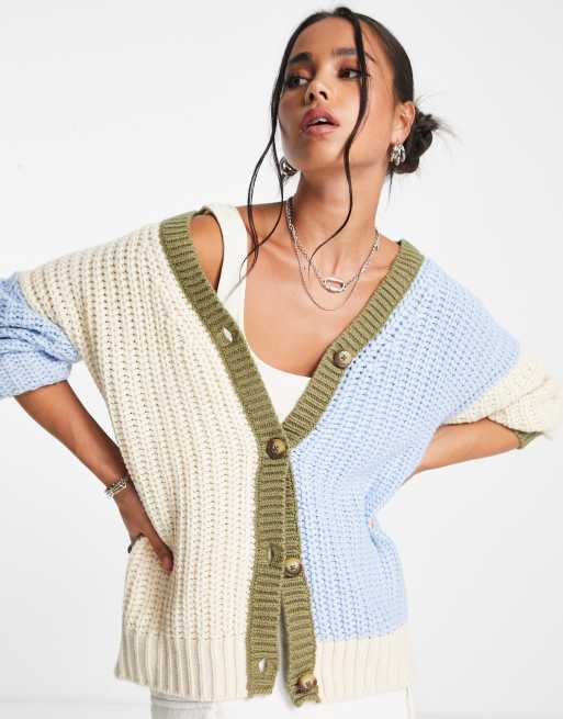 Noisy May – Oversize-Strickjacke mit Blockfarbendesign | ASOS