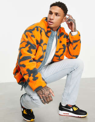 Obey adamson reversible sherpa jacket grey | ASOS