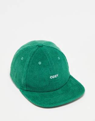 Obey bold cord six panel strapback cap in green | ASOS