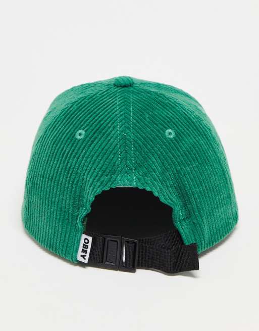 Obey bold cord six panel strapback cap in green | ASOS