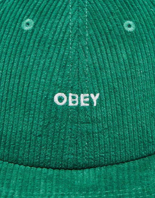 Obey bold cord six panel strapback cap in green | ASOS