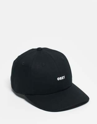 Obey bold curve six panel baseball cap in black | ASOS