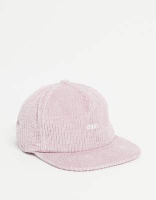 Obey bold logo cord strapback cap in pink | ASOS