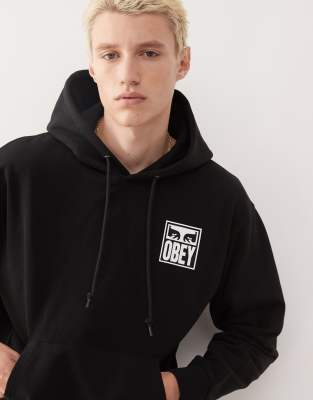 Obey icon logo eyes graphic hoodie with back print in black | ASOS