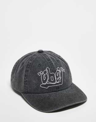 Obey Quotes 6 panel pigment snapback cap in black | ASOS