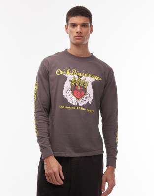 Obey soundscapes long sleeve t-shirt in charcoal grey | ASOS
