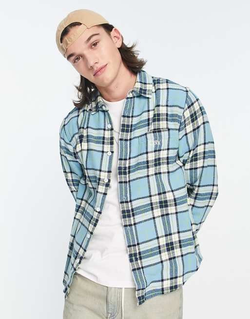 Obey Vince flannel shirt in blue and green check | ASOS