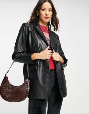 Object - Blazer van echt leer in zwart | ASOS