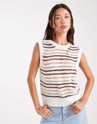 Object crochet knitted sleeveless layering vest in multicolour | ASOS