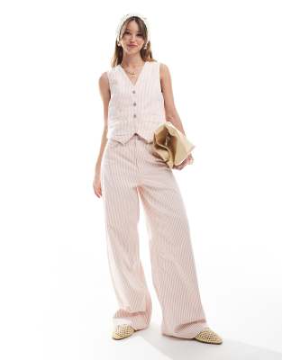 Object denim vest and wide leg jeans set in rose stripe | ASOS
