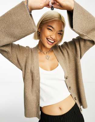 Object knitted cardigan in oatmeal | ASOS